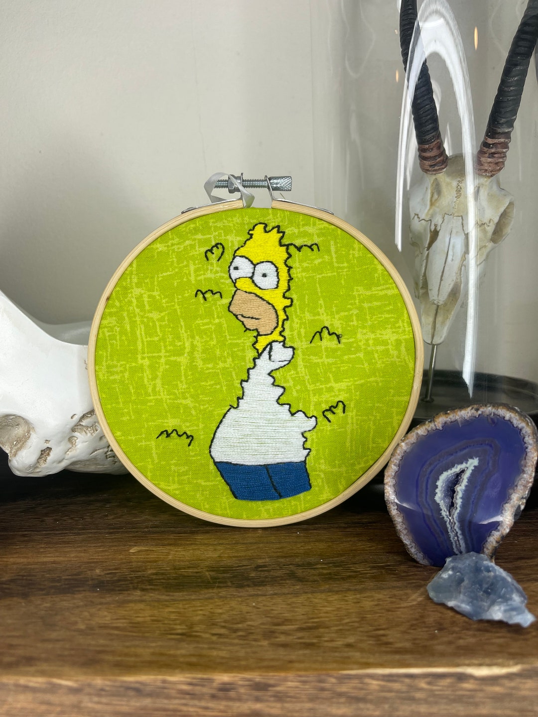 The Simpsons Homer Simpson in the Bushes 5 Inch Embroidery - Etsy