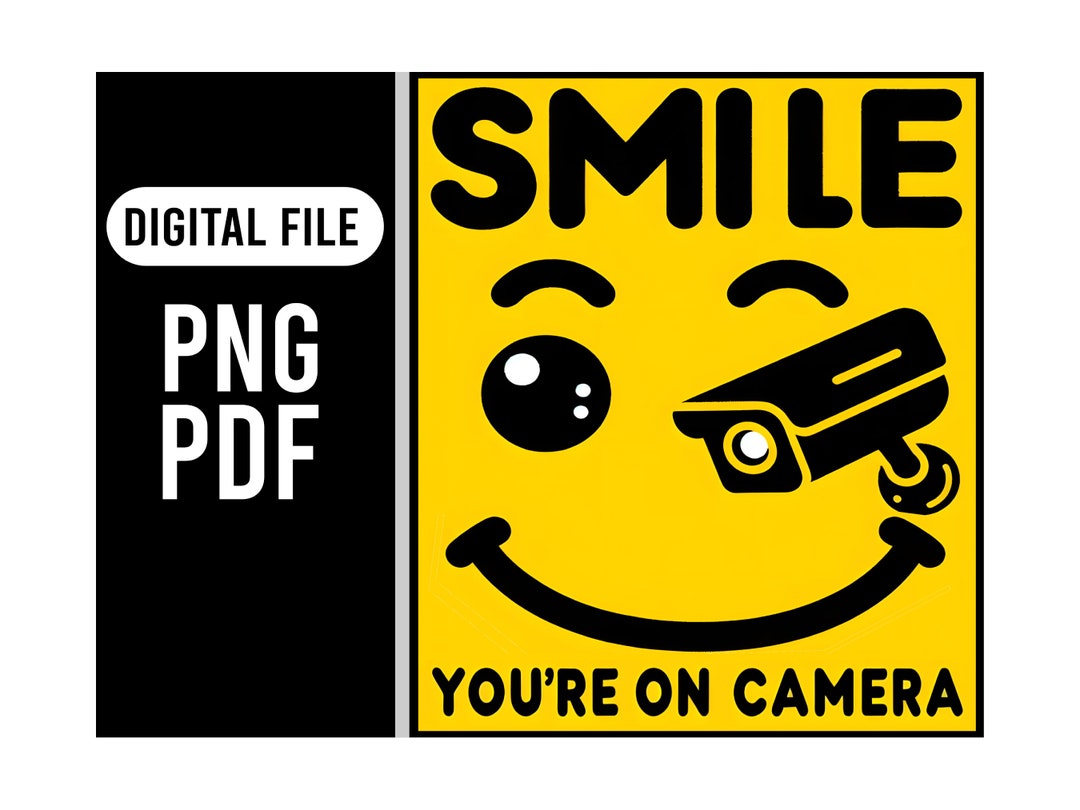 Smile Youre on Camera Printable Sign, Video Surveillance Sign Digital ...