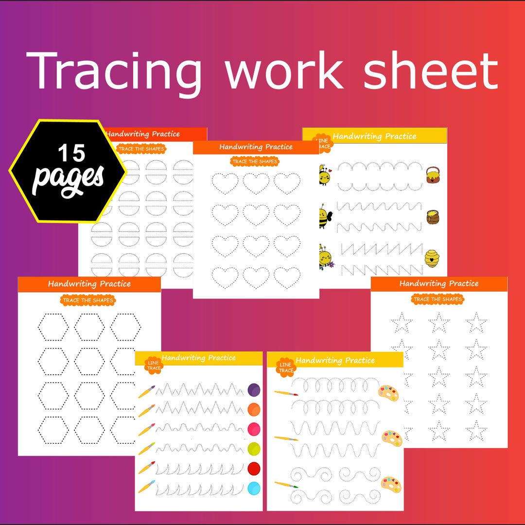 15 Printable Pages Handwriting Tracing Work Sheets ,preschool ...