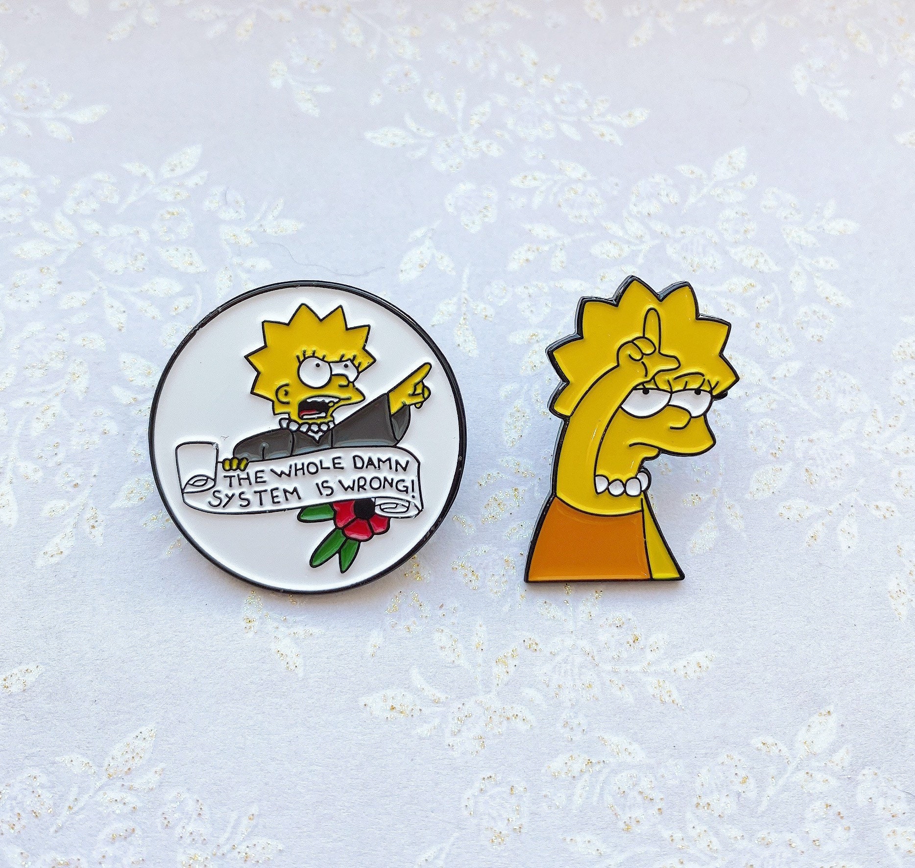 Lisa Simpson pin badge simpsons pin loser system is wrong | Etsy