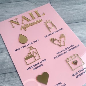 Nail Aftercare Advice Sign | Acrylic Sign | Salon Sign | Aesthetics ...