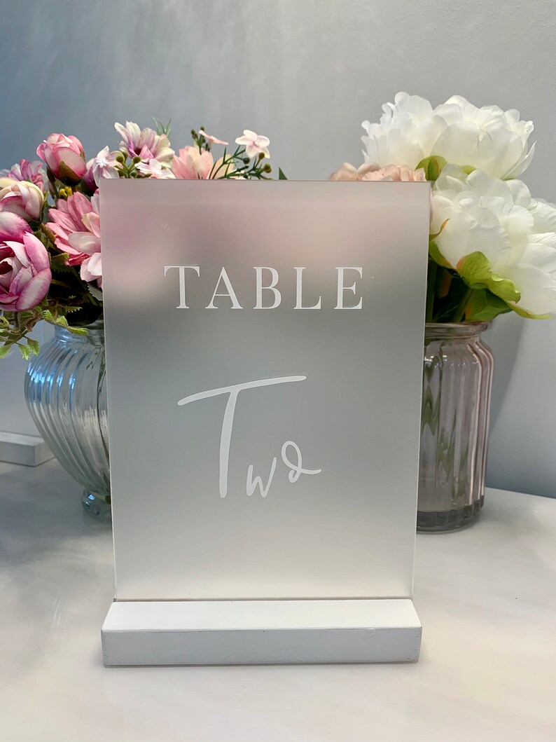 Frosted Acrylic Table Numbers Engraved - Etsy