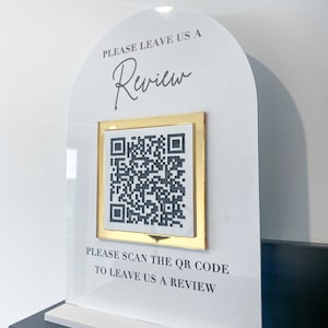 QR Code Leave A Review Desk Sign Desk Decoration Small Business Sign ...