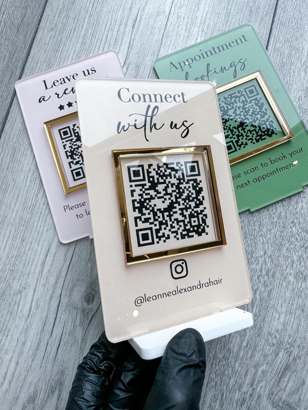 Mini QR Code Display Sign With Stand| Mini Social Media Sign With QR ...