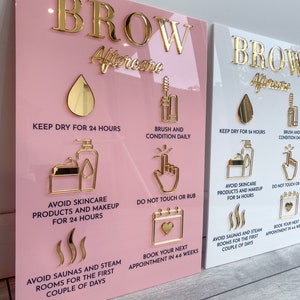 Acrylic Brow Aftercare Sign for Salon, Spa, Clinic, Aesthetics ...