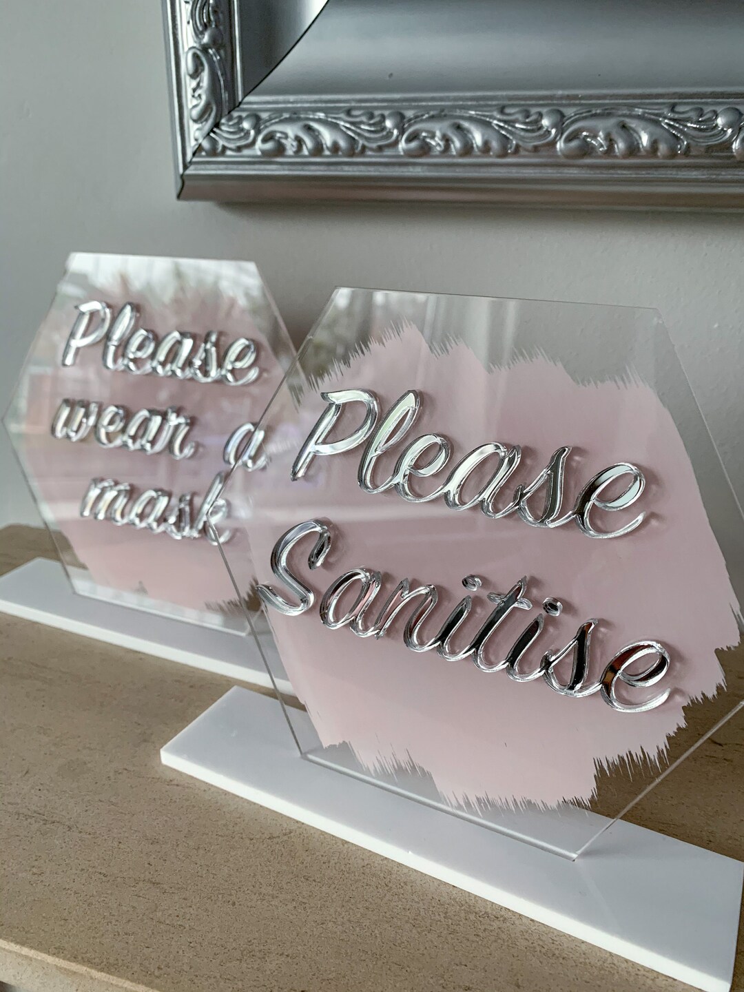 Hand Sanitiser and Mask Sign Package, Acrylic Sign, Sanitiser Sign ...