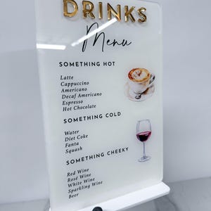 Acrylic Drinks Menu | UV Printed With 3D Title | Cafe Menu | Salon Menu ...