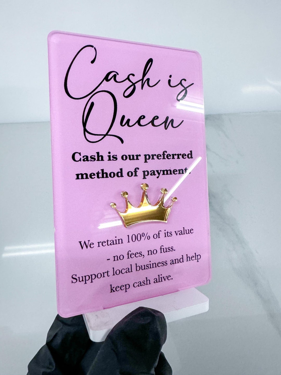 Mini Business Cash Preferred Sign | Acrylic Cash is Queen Sign | Cash ...