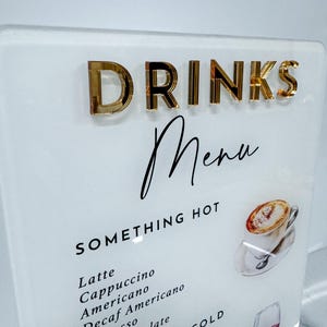 Acrylic Drinks Menu | UV Printed With 3D Title | Cafe Menu | Salon Menu ...