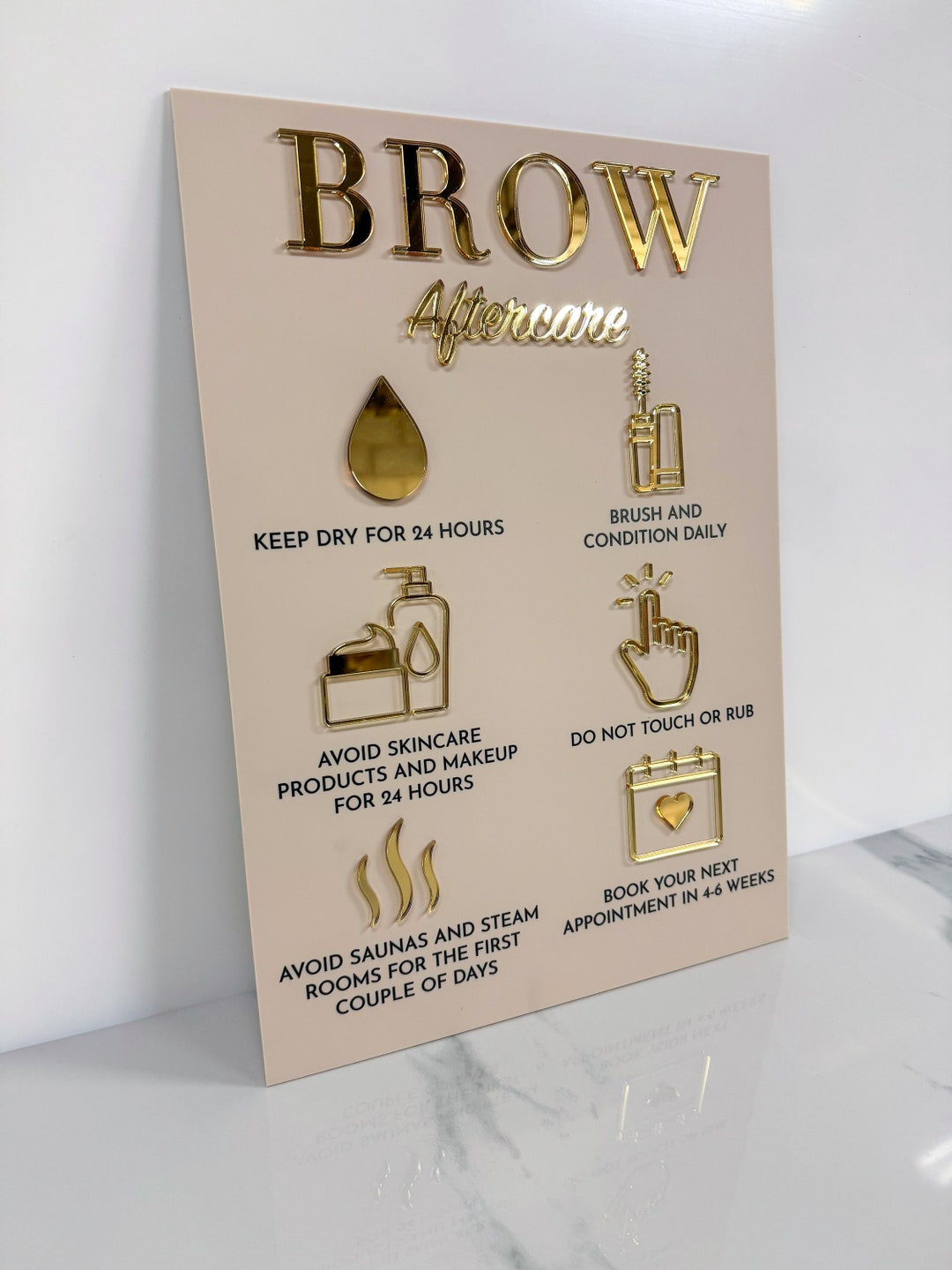 Brow Aftercare Advice Sign Acrylic Sign Salon Sign Aesthetics Aftercare ...