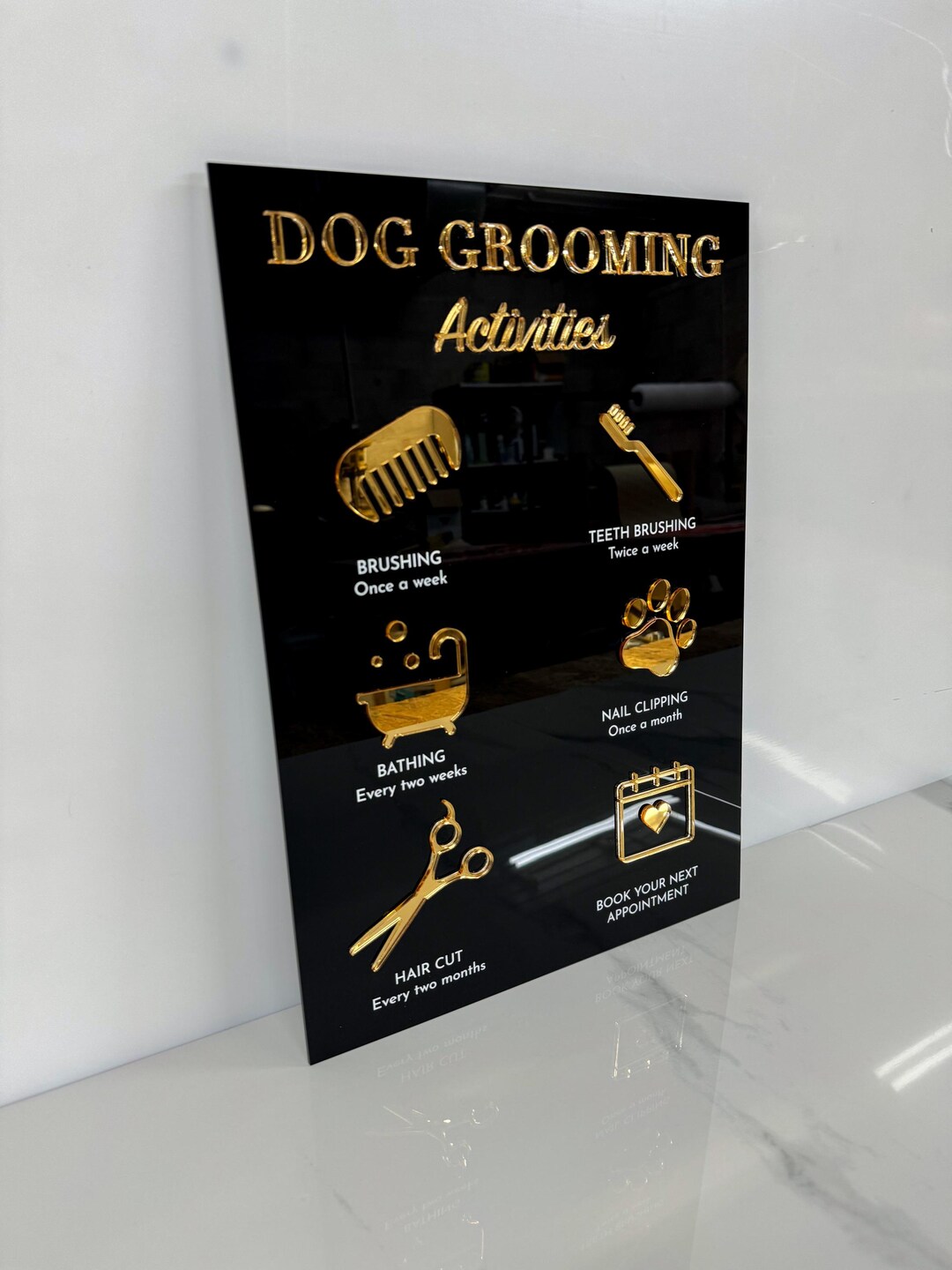 Dog Grooming Activities Sign Acrylic Sign Grooming Aftercare Sign ...