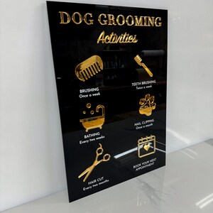 Dog Grooming Activities Sign Acrylic Sign Grooming Aftercare Sign ...