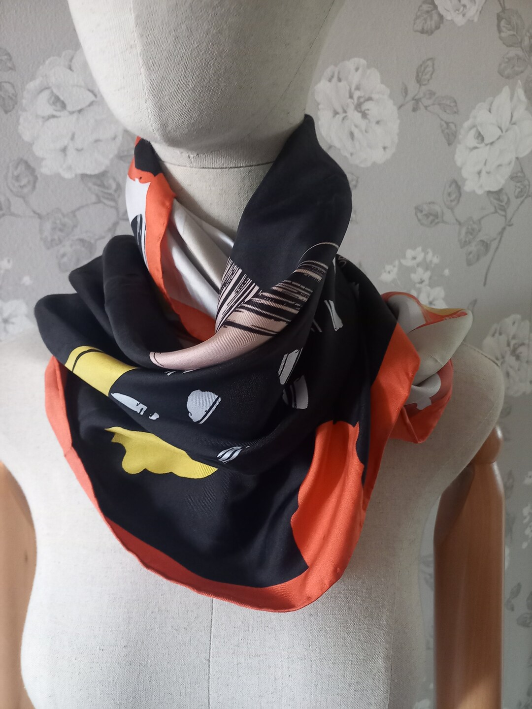 Vintage Torrente Paris Silk Scarf Abstract Prin Geometric Print Silk ...