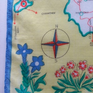 Vintage | Handkerchief | Switzerland Map | Flowers | Cotton | Machine ...