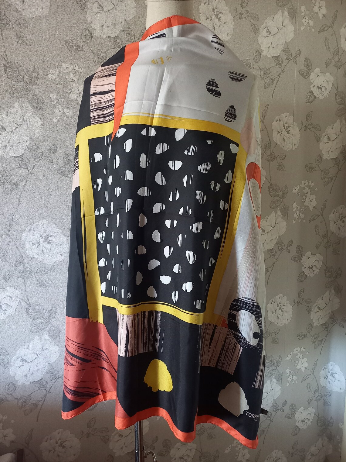 Vintage Torrente Paris Silk Scarf Abstract Prin Geometric Print Silk ...