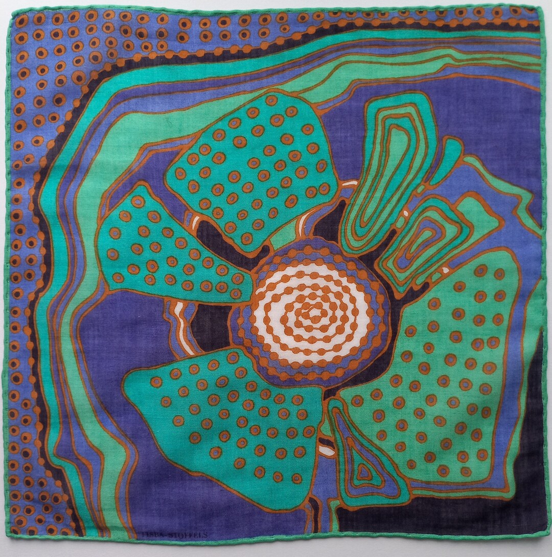 Vintage Handkerchief Fisba Stoffels Art Nouveau Flower Print Cotton ...