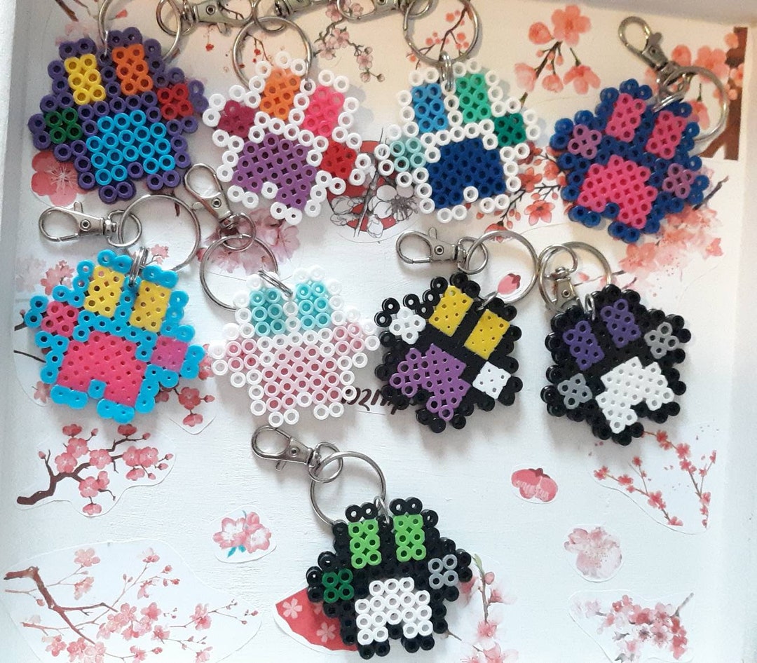 Pride Animal/paw Print Perler Bead Keychains - Etsy