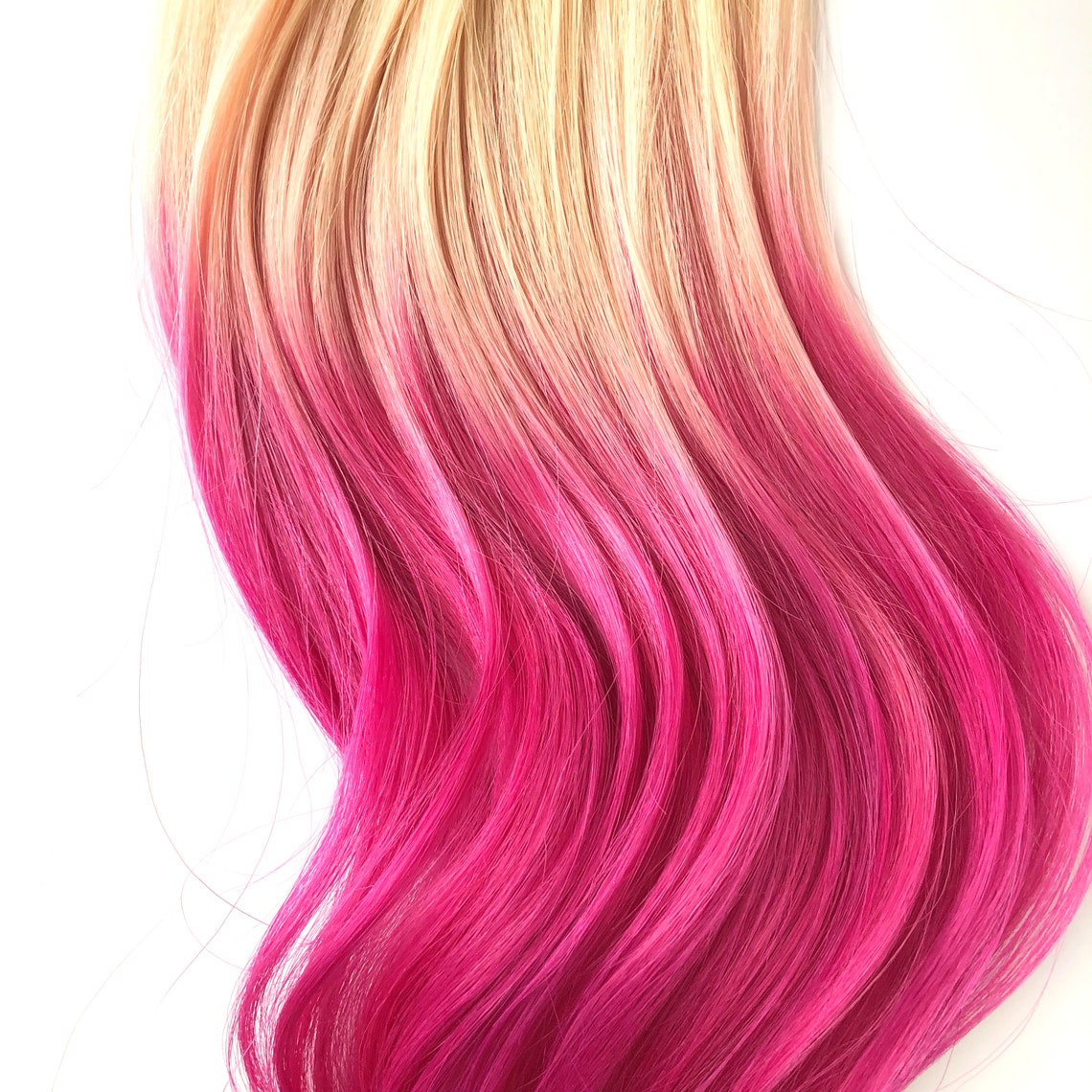 Hot Pink Clip in Hair Extensions 18" With Blonde Ombre / Balayage ...