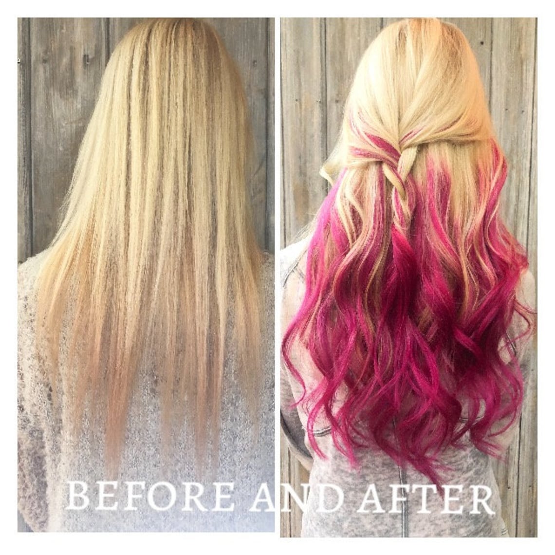 Hot Pink Clip in Hair Extensions 18" With Blonde Ombre / Balayage ...