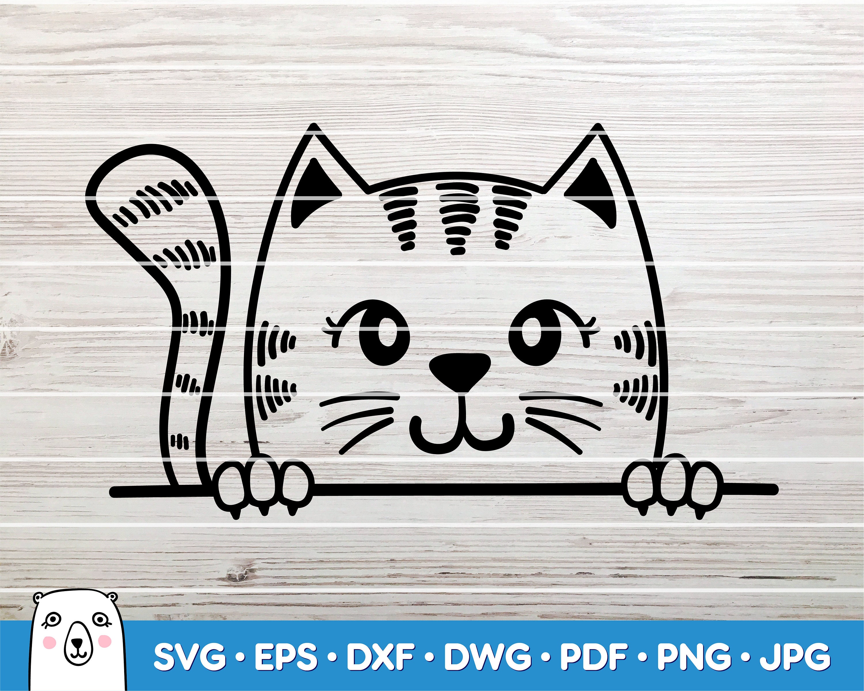 Cute Cat Peeking Svg / SVG Cut File / Car Decal SVG / Instant | Etsy