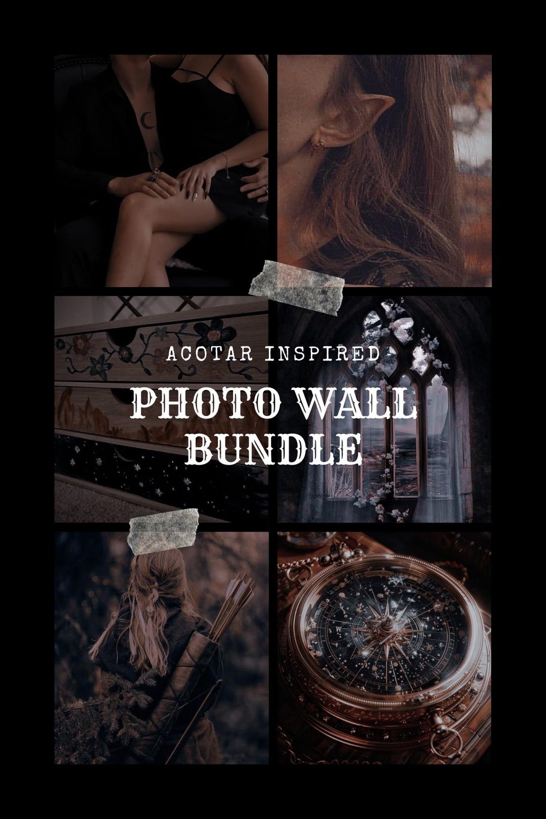 Acotar Inspired Wall Collage Kit Aesthetic, Dark Academia, Fantasy, 50 ...