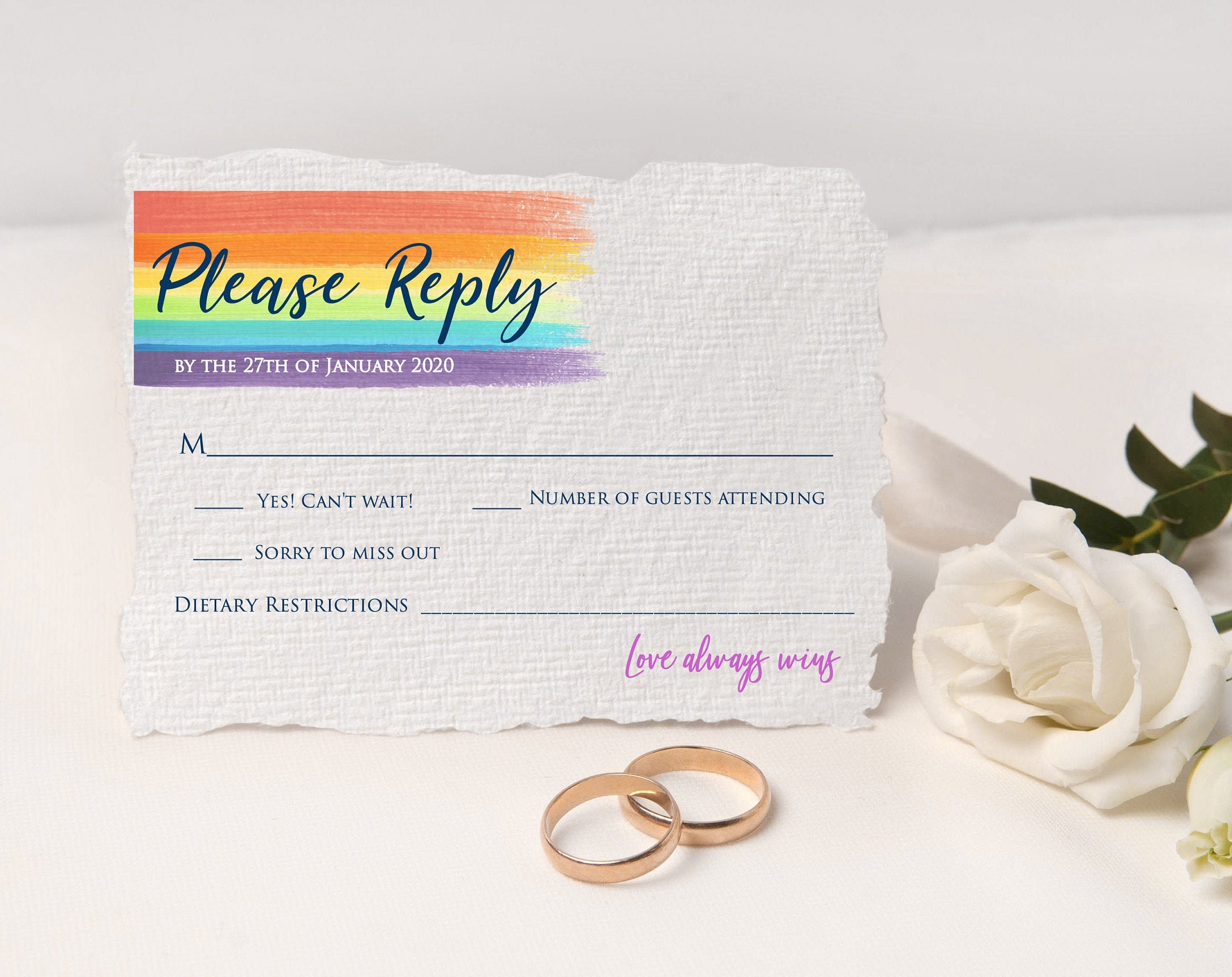 Lgbtq Wedding Invitation Rsvp Pride Flag Rainbow Printable Etsy