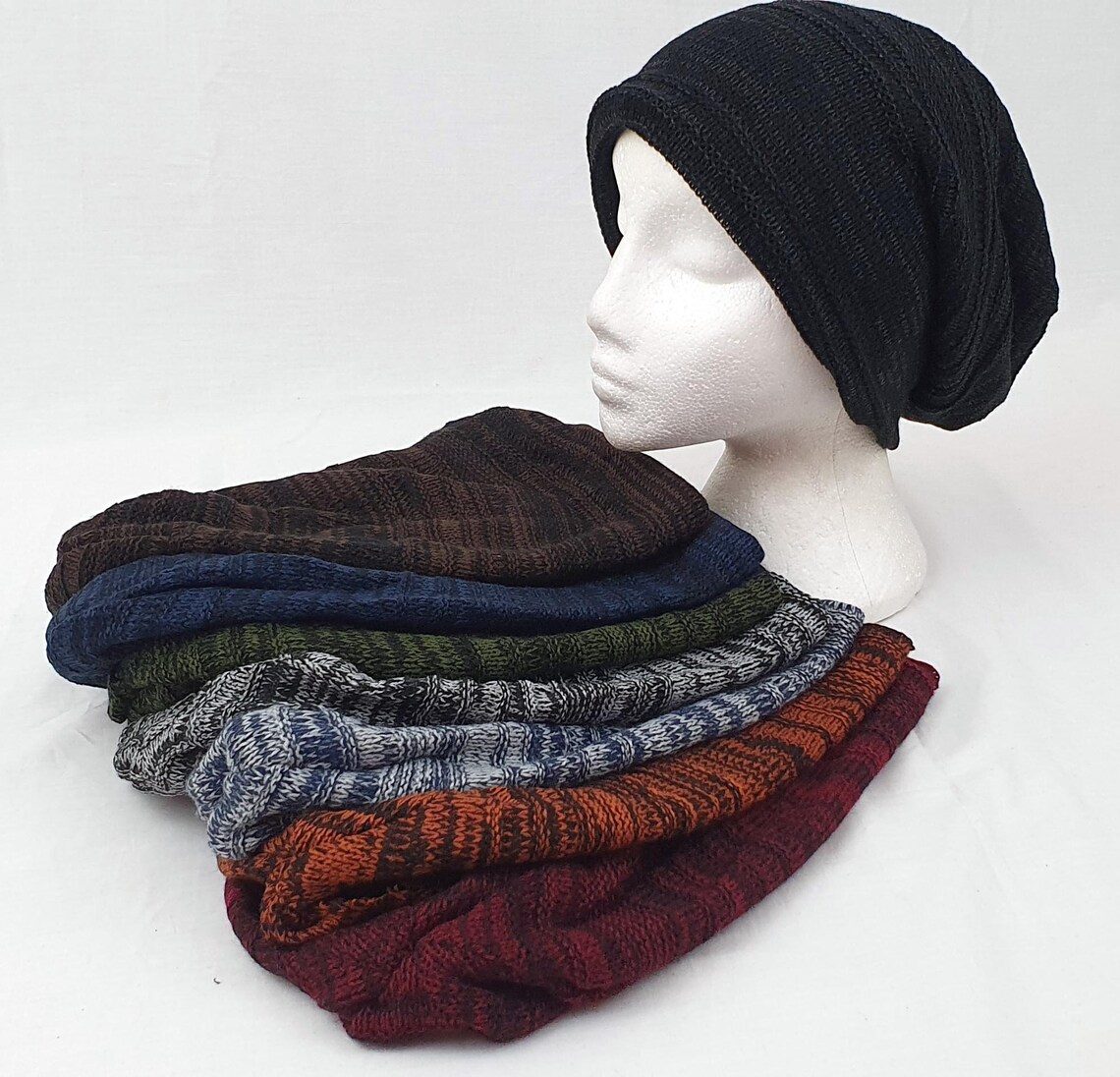 Various Variegated Mixed Colour Yarn Textured Slouchy Beanie - Etsy UK