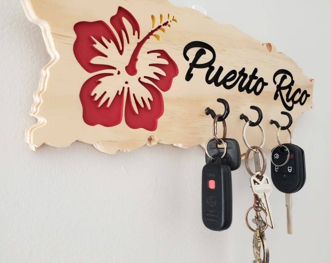 Puerto Rico Map Key Holder - Etsy
