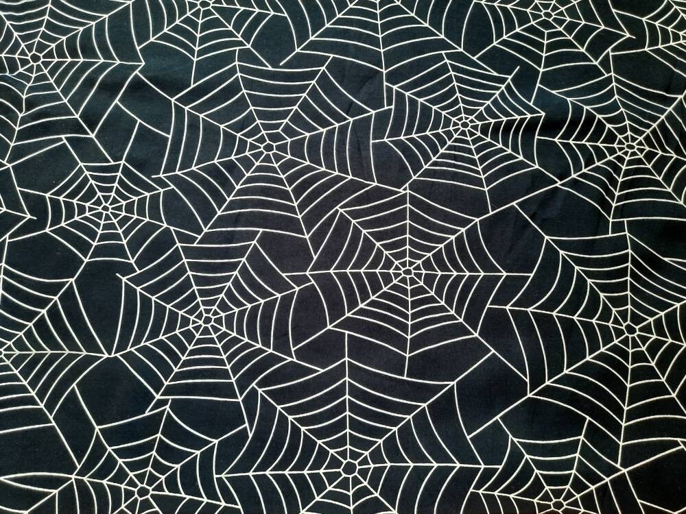 Halloween Fabric Spider's Web Print 100 % Cotton Fabric Scrap Craft ...