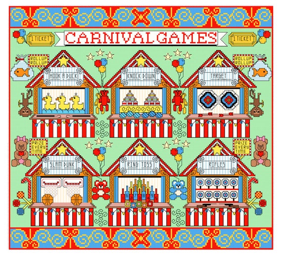Carnival Games Full Pattern Cross Stitch - Etsy