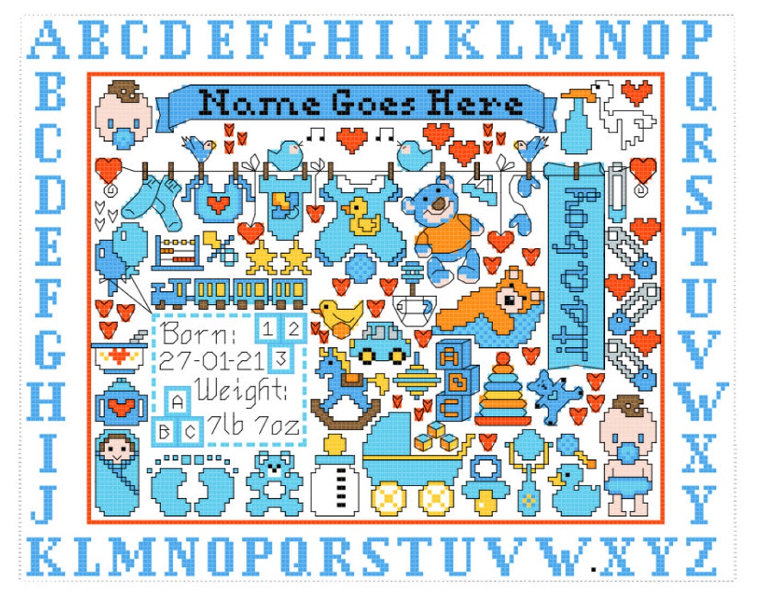 New Baby Boy Cross Stitch Pattern - Etsy