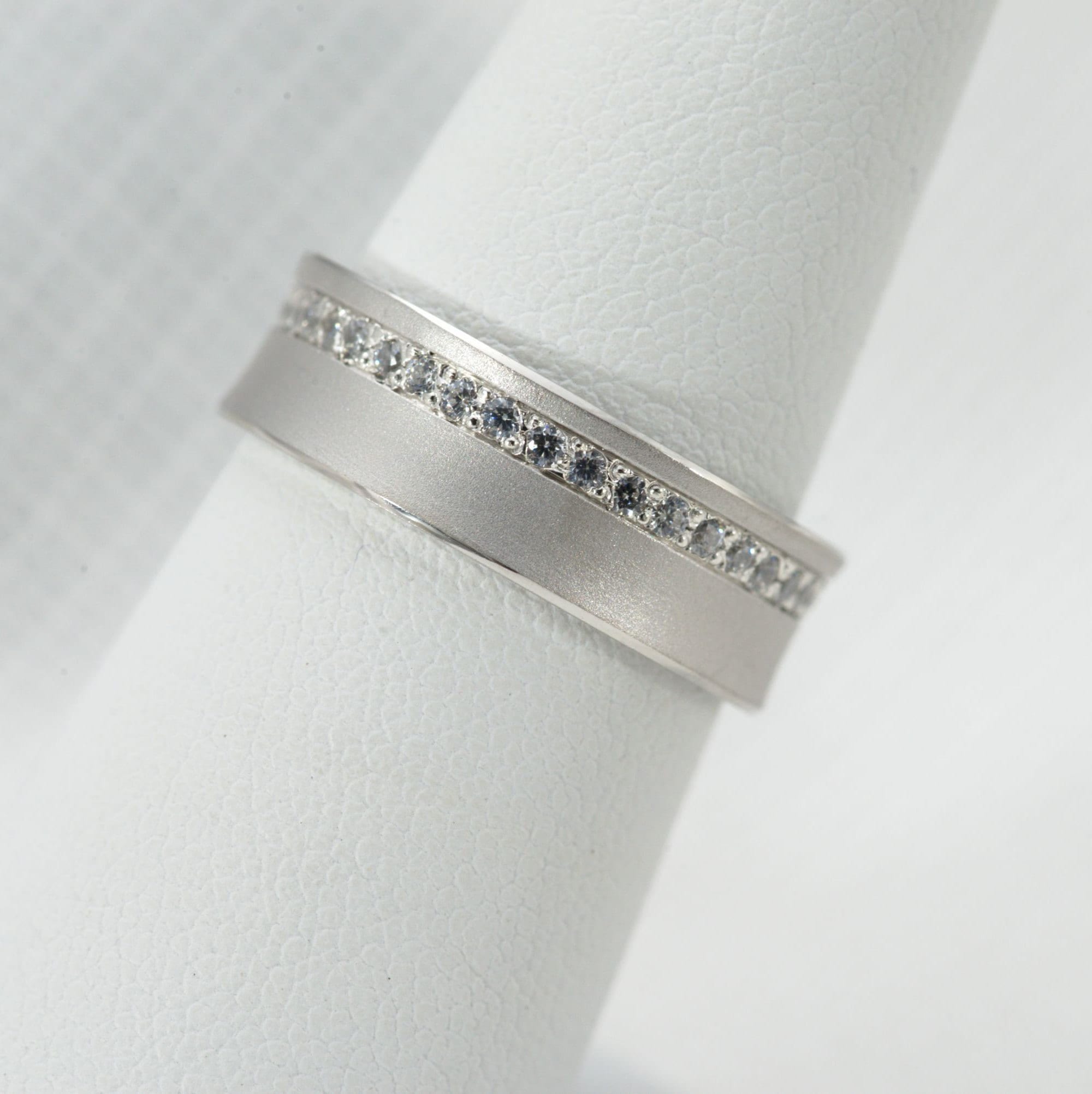 925 Sterling Silver Wedding band with CZ Comfort Fit 6mm Man | Etsy