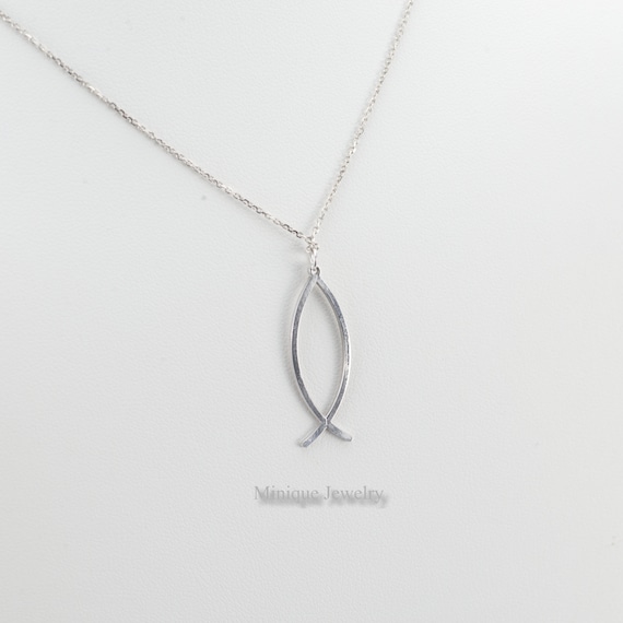 Minimalist Ichthus Necklace Sterling Silver Ichthus Pendant - Etsy