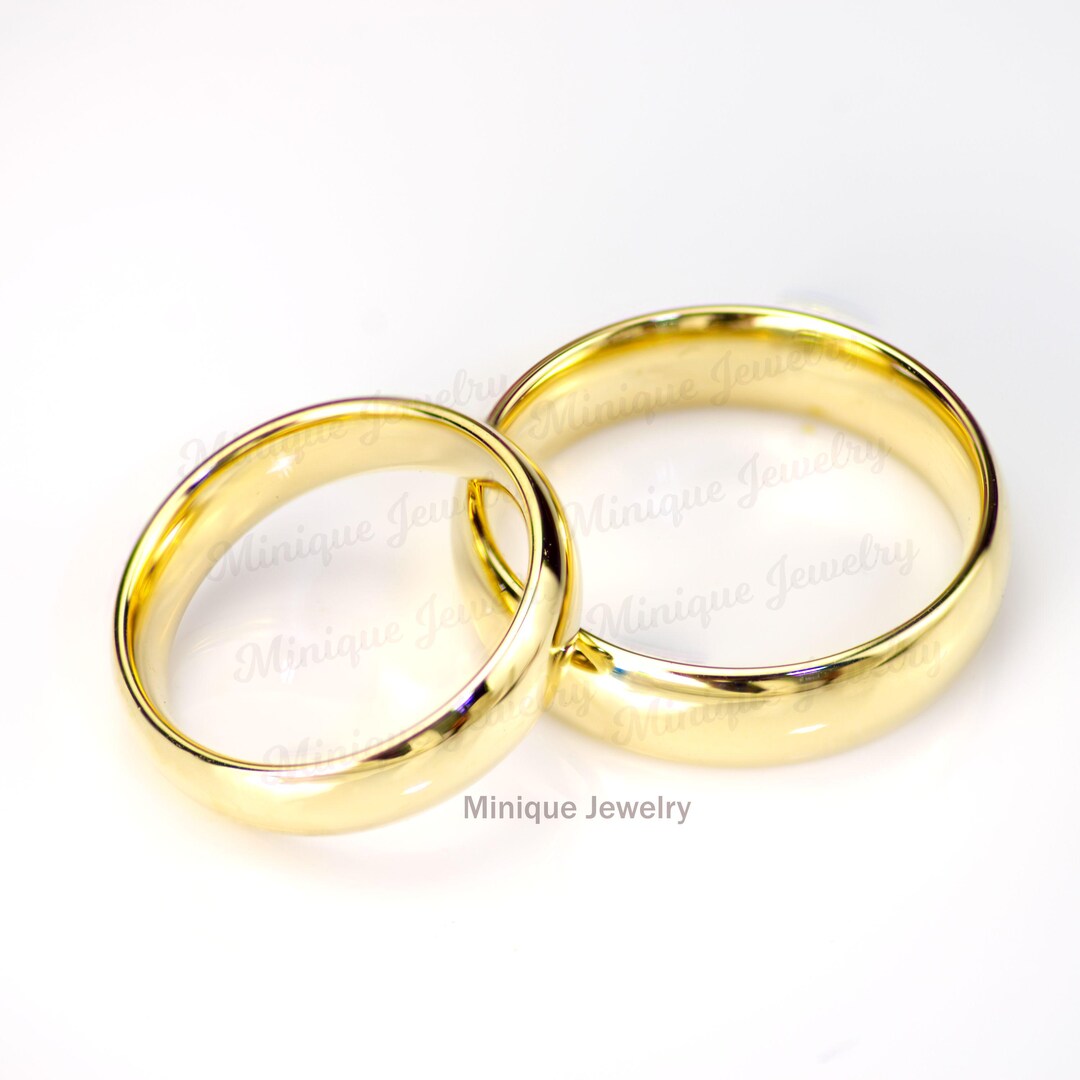 14k Realyellow Gold Domed Wedding Band, 3mm - 8mm Gold Ring, Classic ...