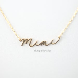 Dainty Mimi Necklace in Sterling Silver, Gold, Mimi Necklace, Gift for Grandma, Mimi Monogram ...