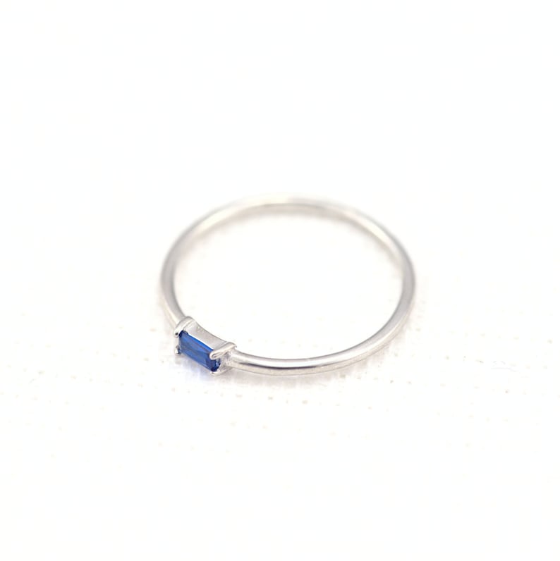 Minimalist Sterling Silver Ring Sapphire Blue Gemstone. 925 | Etsy