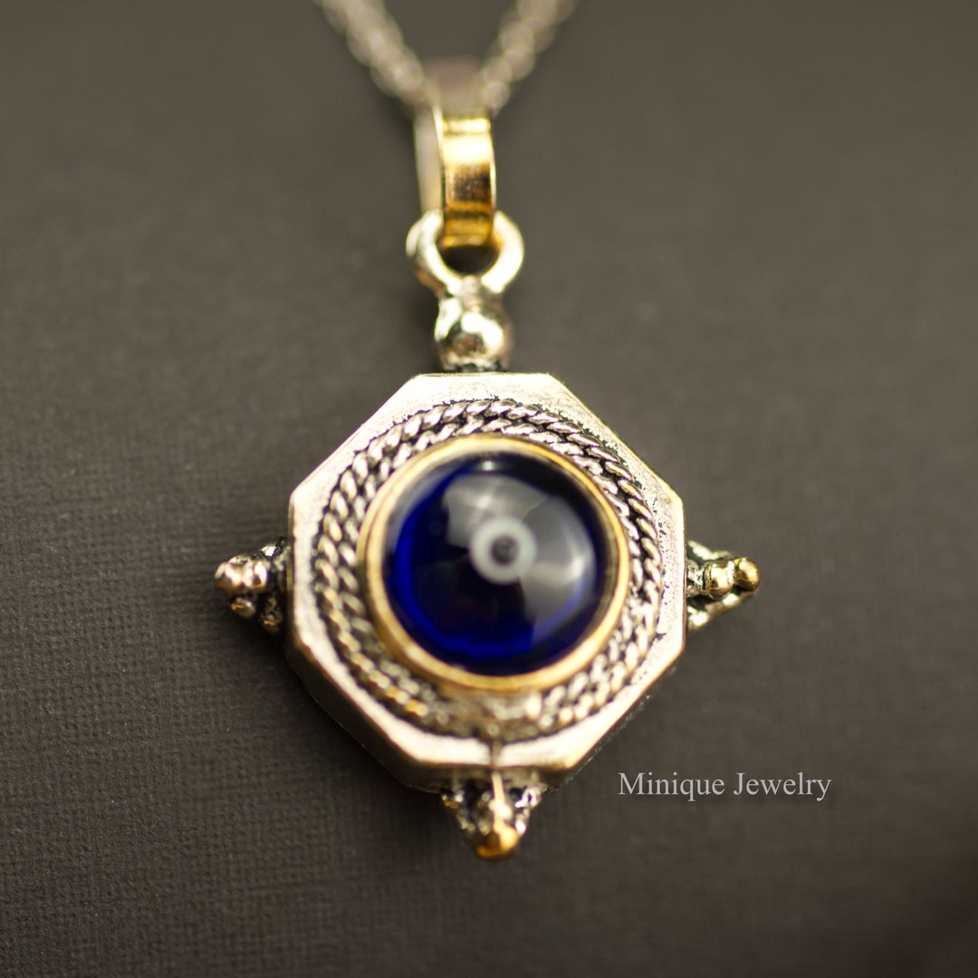 Authentic Octagon Necklace With a Round Evil Eye, 2-tone Pendant ...