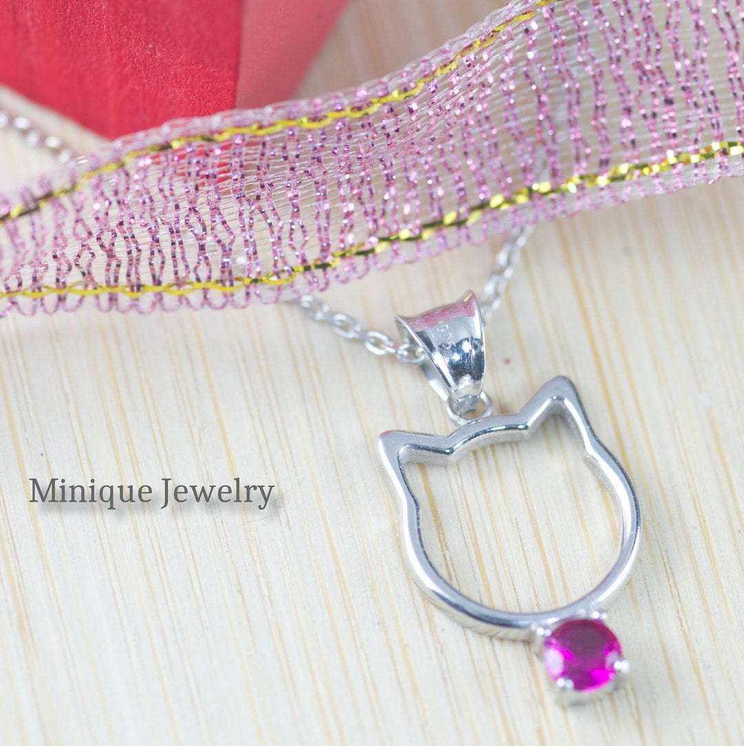Kitty Necklace, Sterling Silver Kitty Pendant, Minimalist Kitty Pendant ...