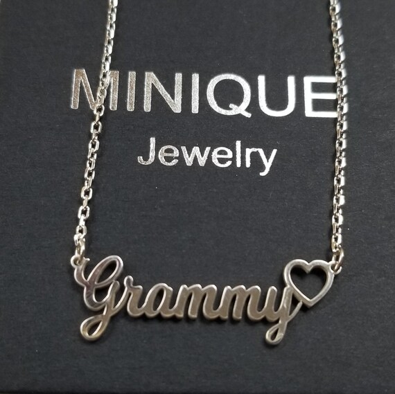 Dainty Grammy Necklace in Sterling Silver Gold Grammy Necklace Gift for Grammy Minimalist Monogram Gramma Necklace Christmas Gift