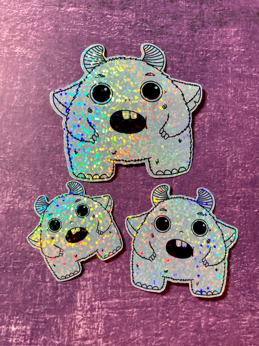 Holo Monster Die Cut Stickers Kawaii Cute Handmade - Etsy