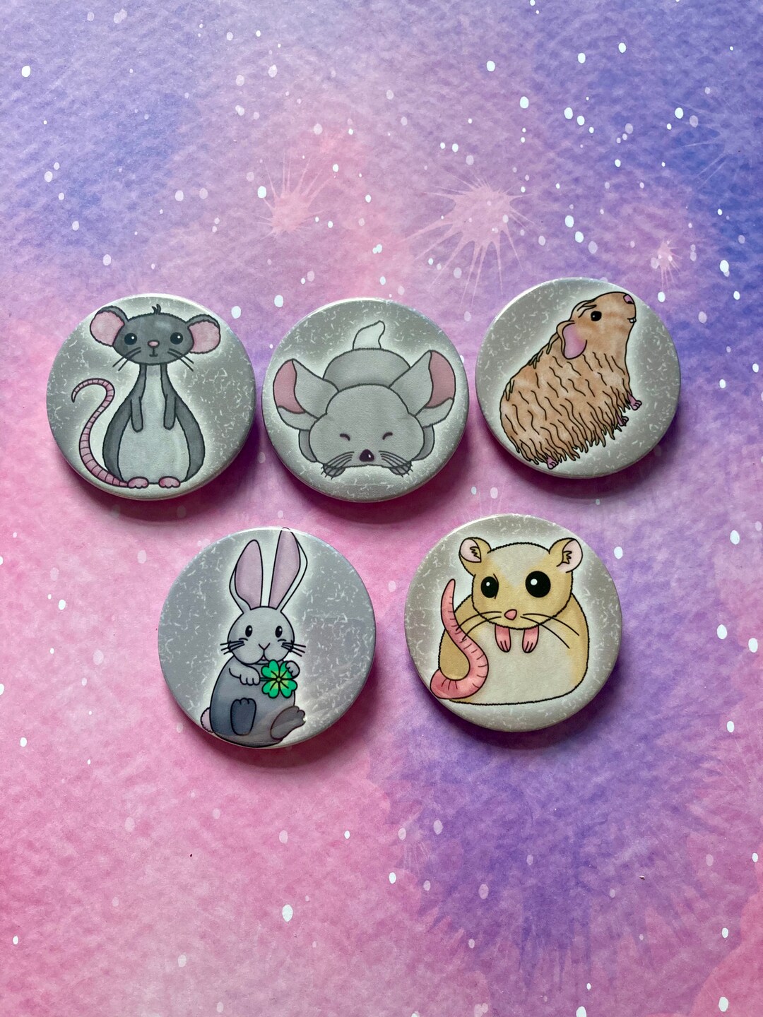 Pets Badges Kawaii Cute Handmade Digital Art Buttons Pins Illustrated ...