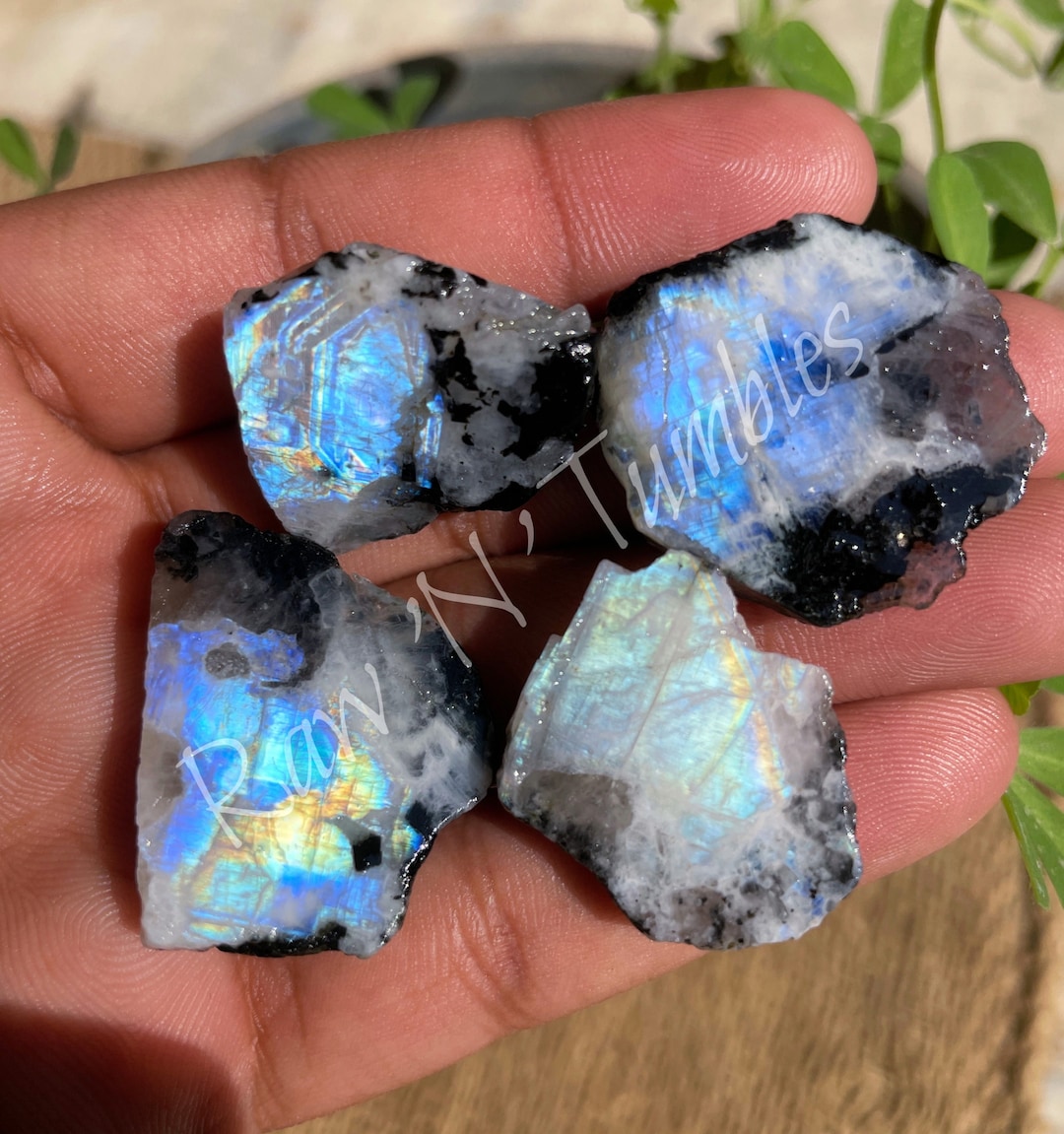 Genuine Raw Rainbow Moonstone Rough Natural Blue Moonstone White ...