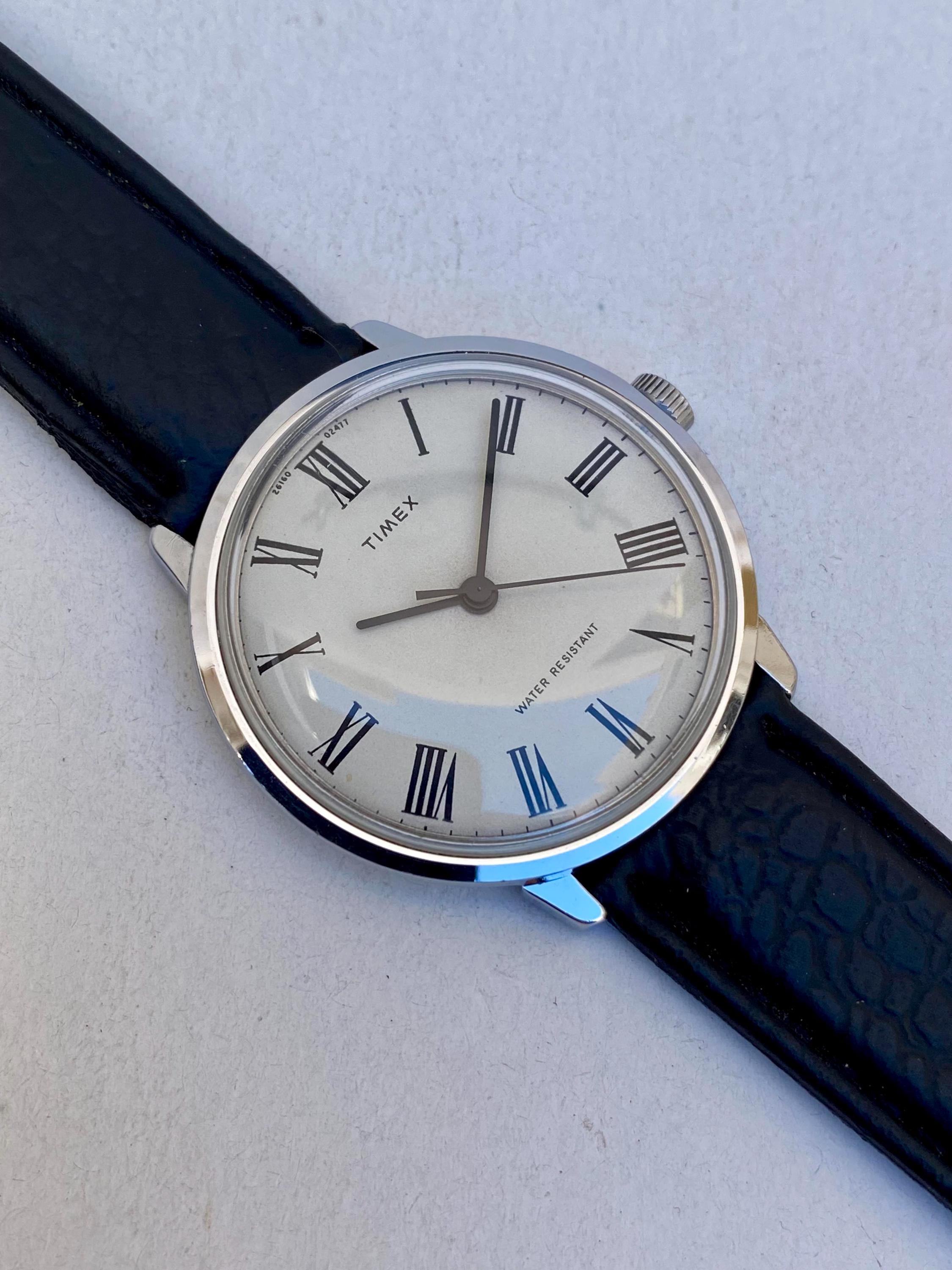 Vintage Timex Watch Mens Roman Numerals Mechanical Hand Winding Made in ...