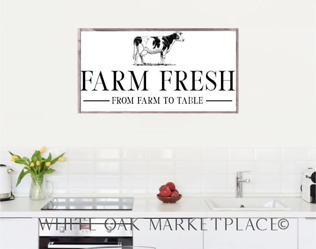 Farm Fresh Sign, From Farm to Table, Cow Farm, Cow Sign, Kitchen Sign ...