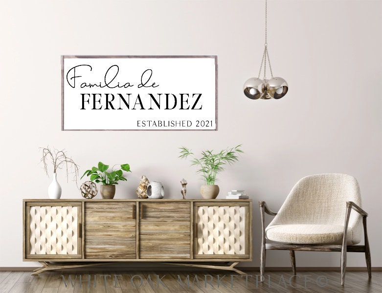 Familia De Sign Family Sign Spanish Sign Family Decor Last | Etsy