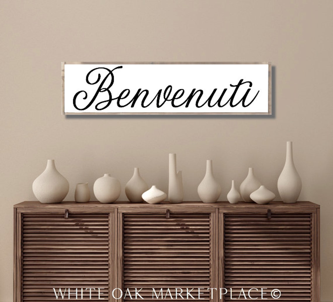 Benvenuti Welcome Sign Benvenuti Sign Italian Welcome Sign | Etsy