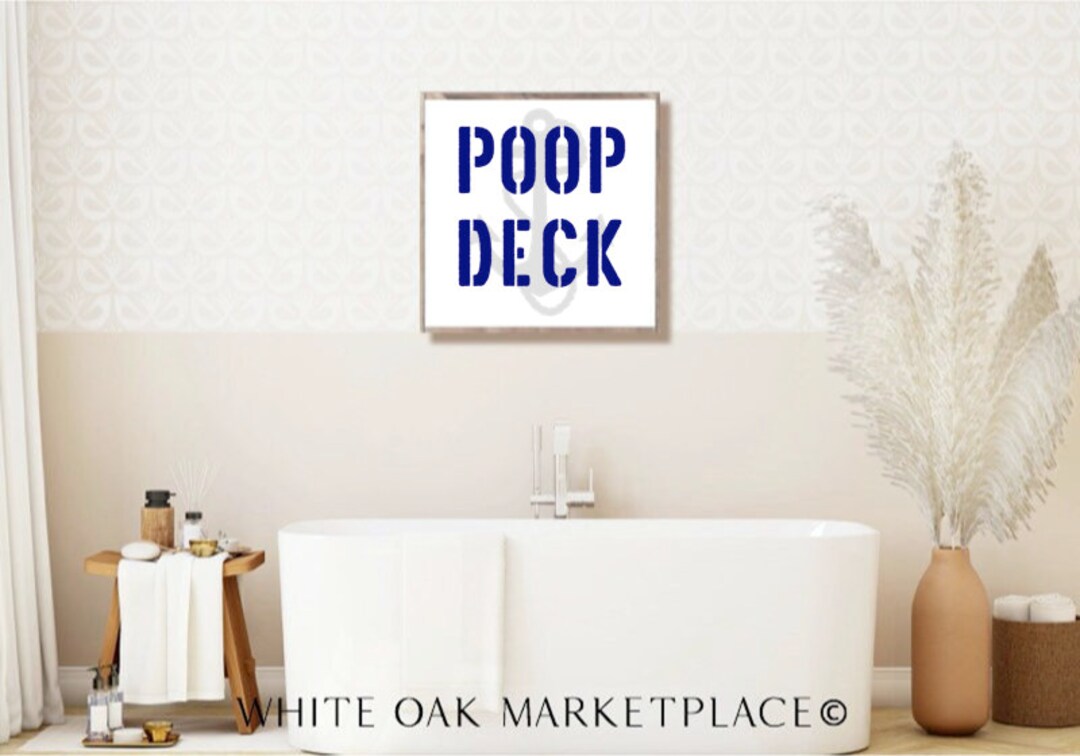 Poop Deck Sign, Bathroom Sign, Bathroom Decor, Coastal Bathroom, Wooden ...