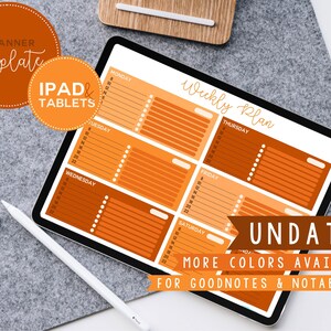Orange Weekly Planner Template for Ipad/tablets use in Goodnotes or ...