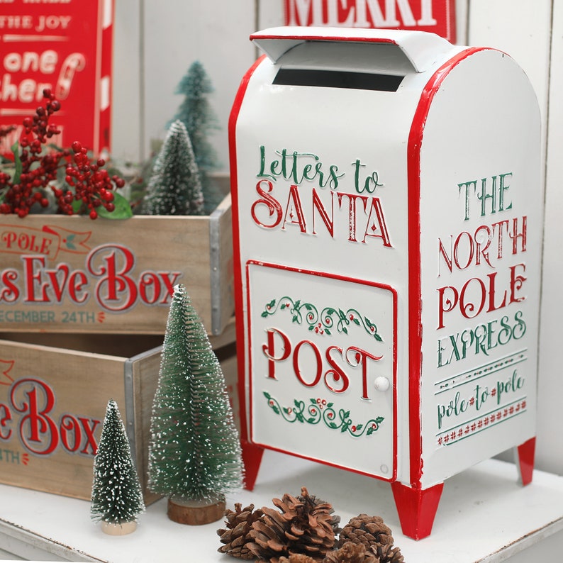 Handmade Metal Vintage Christmas Post Box letters to - Etsy