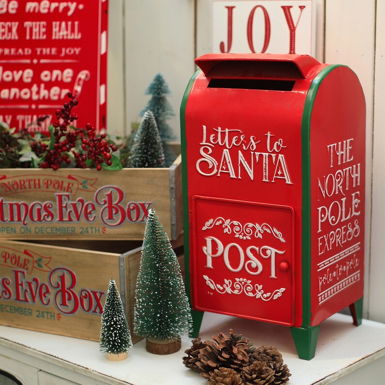 Handmade Metal Vintage Christmas Post Box letters to - Etsy